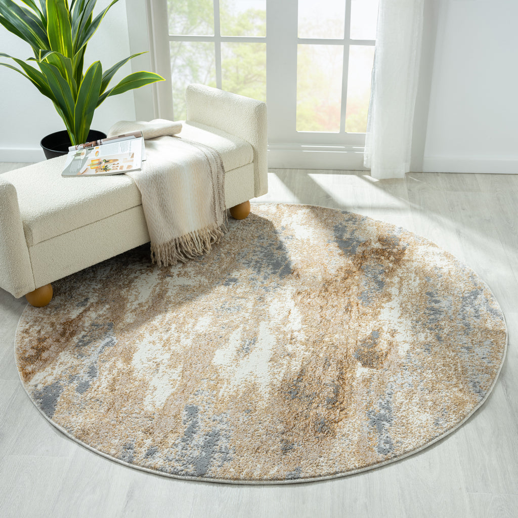 Astana 187 Taupa Modern Round Rug – Star Rugs